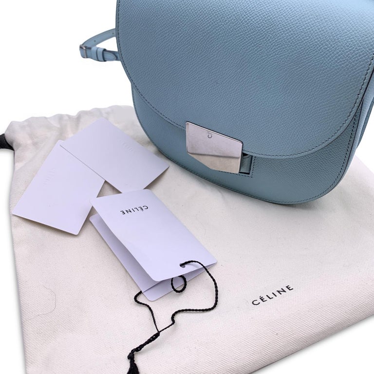 Celine Light Blue Leather Small Trotteur Crossbody Bag For Sale at 1stDibs