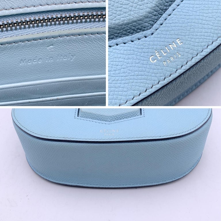 Celine Light Blue Leather Small Trotteur Crossbody Bag For Sale at 1stDibs
