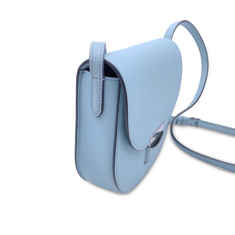Celine Light Blue Leather Small Trotteur Crossbody Bag For Sale at 1stDibs