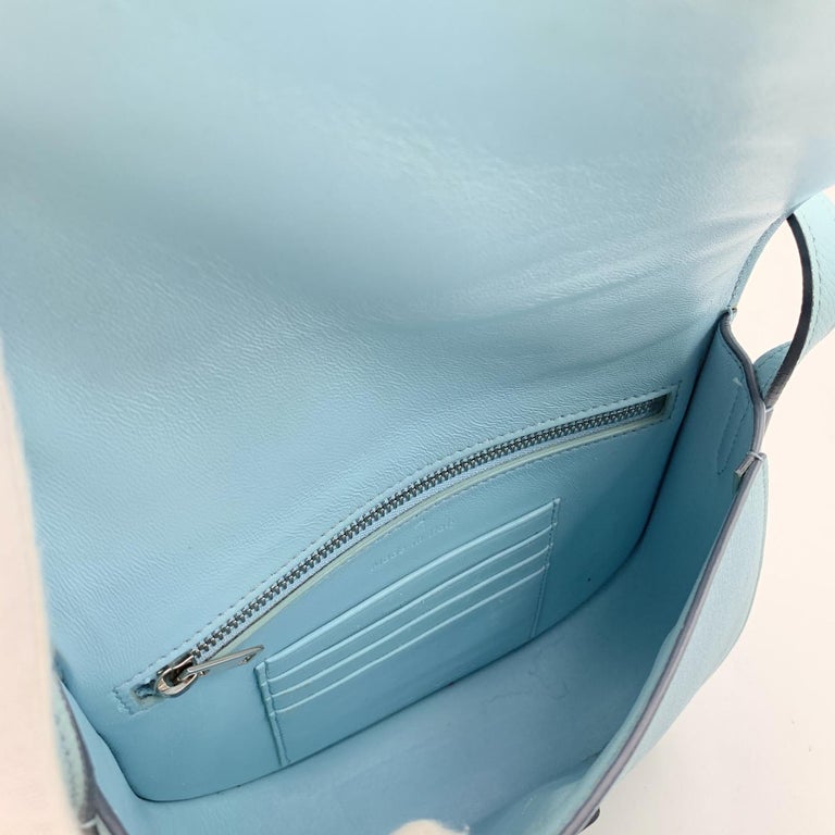 Celine Light Blue Leather Small Trotteur Crossbody Bag For Sale at 1stDibs