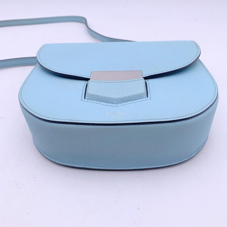Celine Light Blue Leather Small Trotteur Crossbody Bag For Sale at 1stDibs