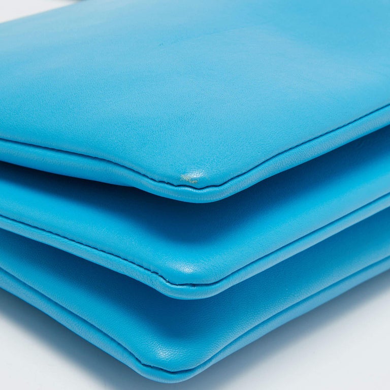 Celine Light Blue Leather Trio Crossbody Bag For Sale at 1stDibs