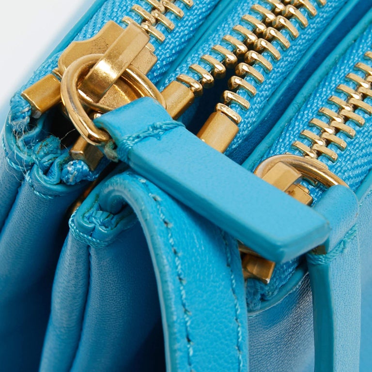 Celine Light Blue Leather Trio Crossbody Bag For Sale at 1stDibs