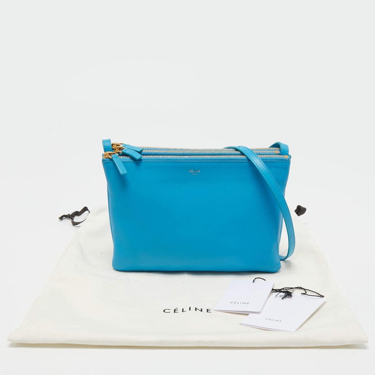 Celine Light Blue Leather Trio Crossbody Bag For Sale at 1stDibs