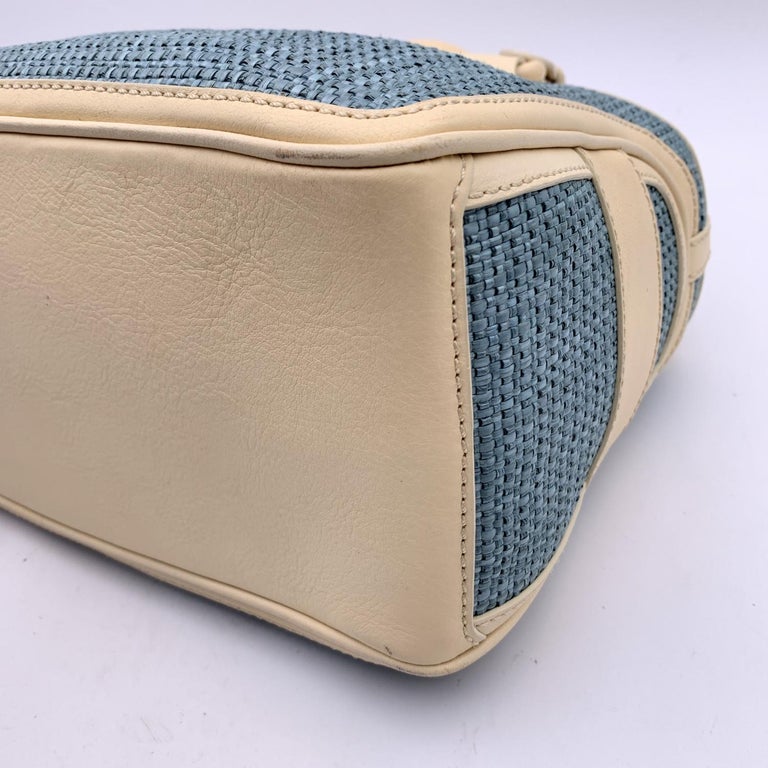 Celine Light Blue Raffia Leather Boogie Satchel Tote Bag Handbag For ...