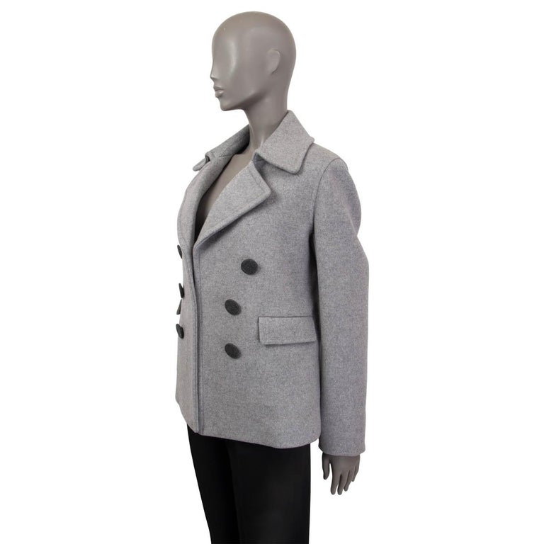 CELINE light grey cashmere OPEN PEACOAT Coat Jacket 38 S For Sale at ...