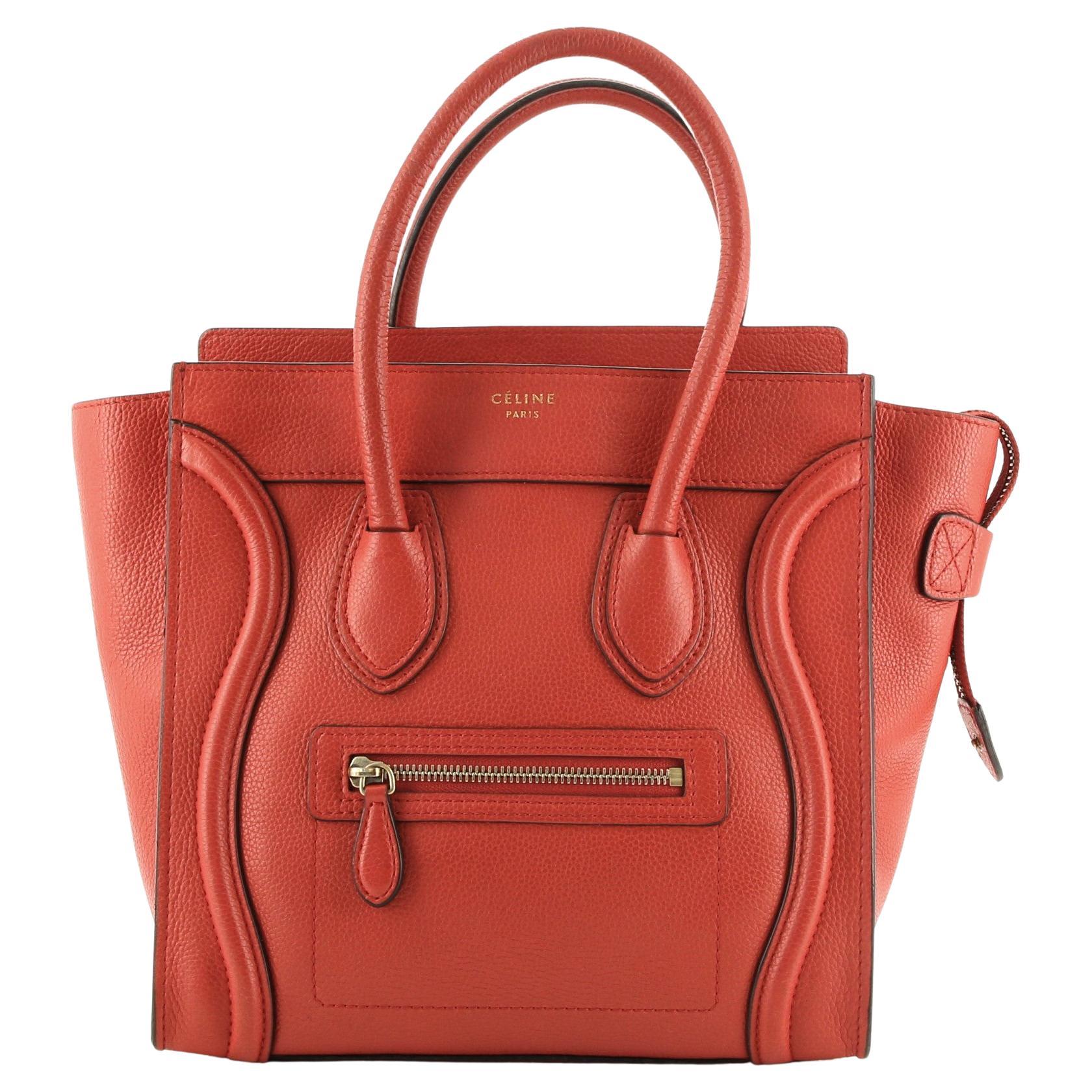 Celine Phantom Red Leather Limited Edition Luggage Tote Bag at 1stDibs