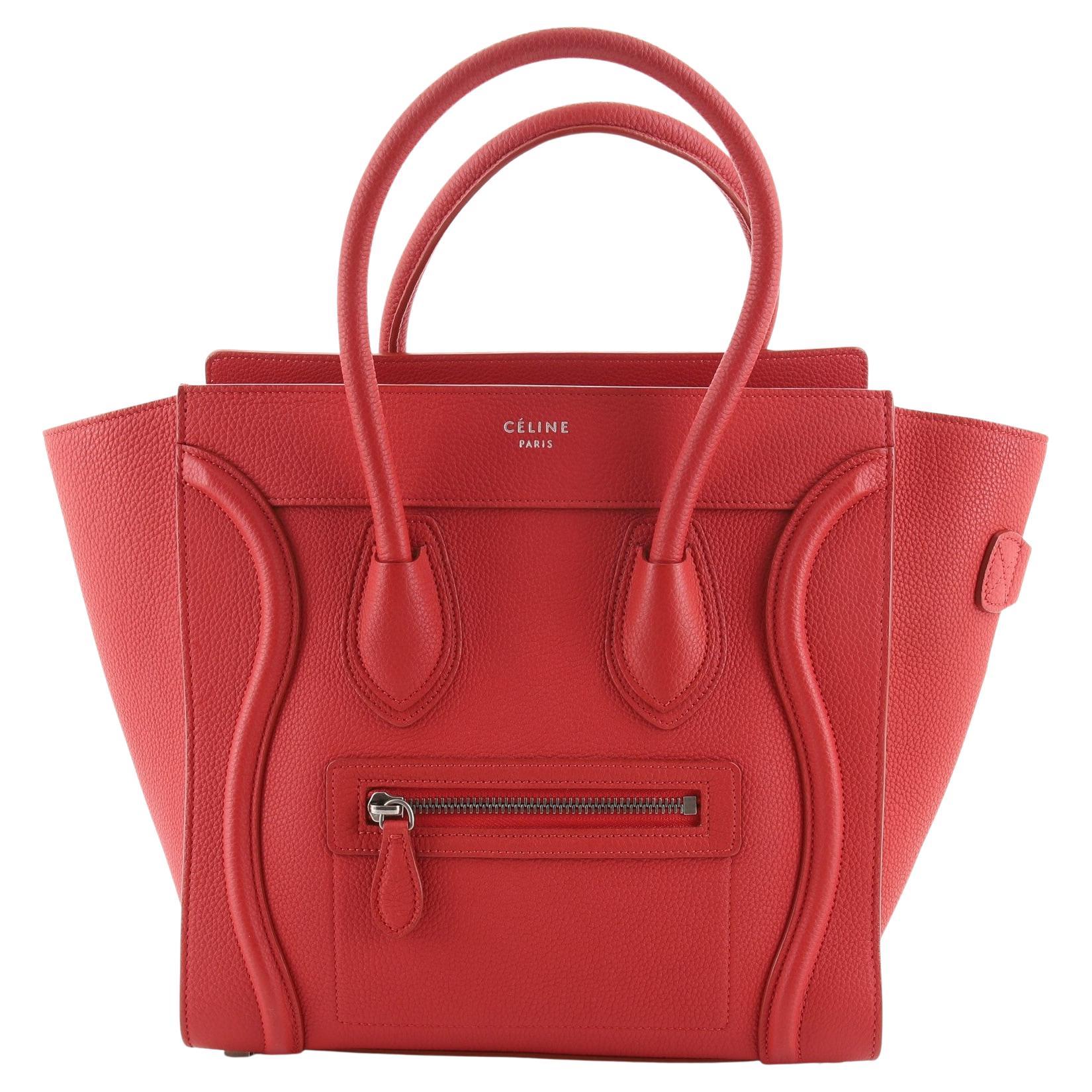 Celine Phantom Red Leather Limited Edition Luggage Tote Bag at 1stDibs
