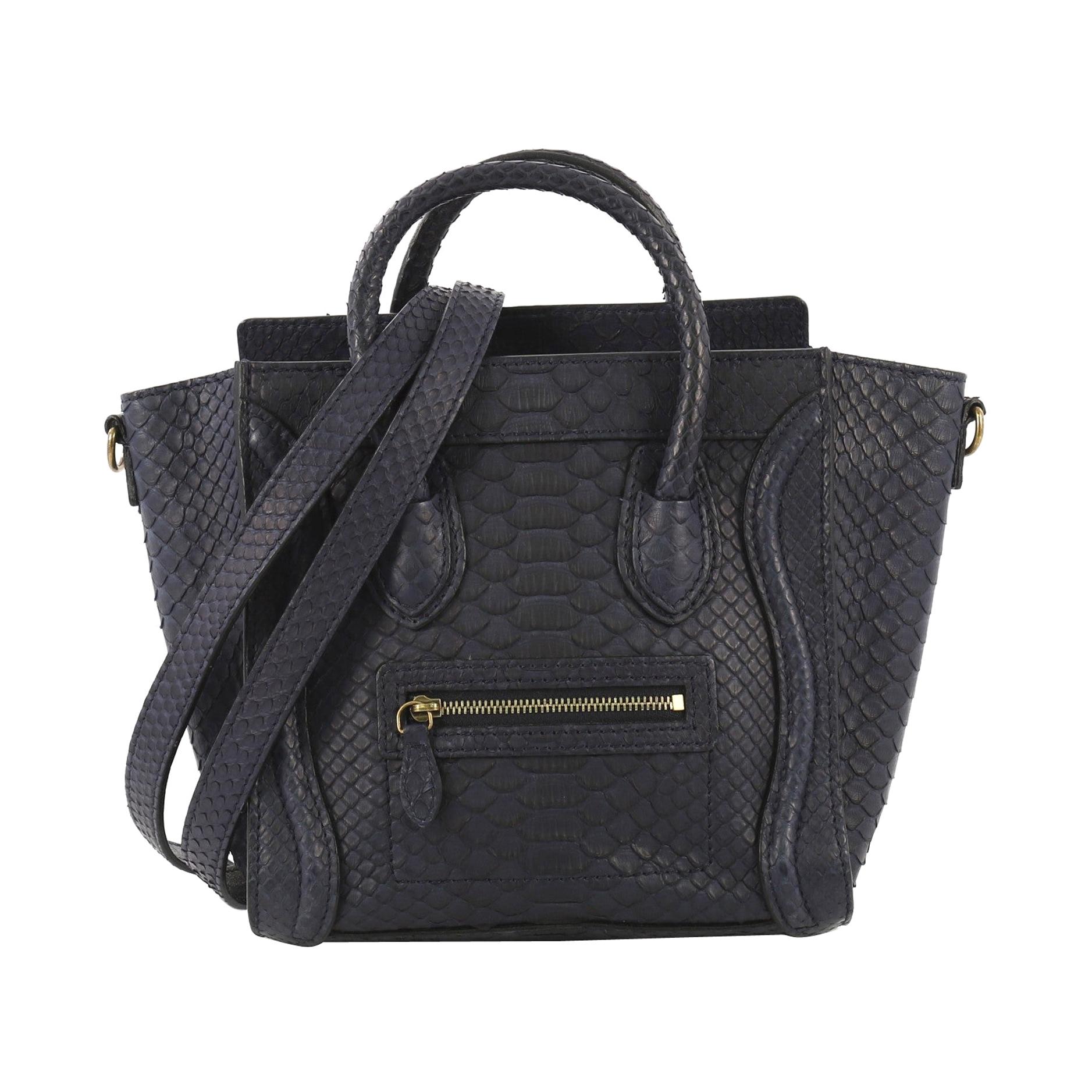 Celine Luggage Handbag Python Nano at 1stDibs