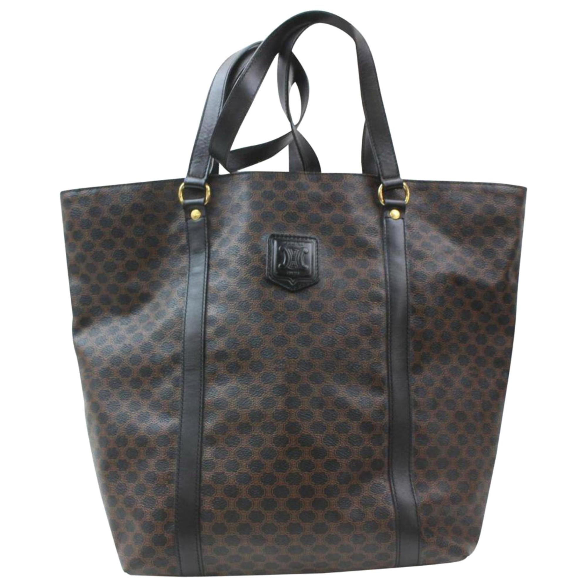 Céline Macadam Monogram Shopper 869845 Brown Coated Canvas Tote at 1stDibs