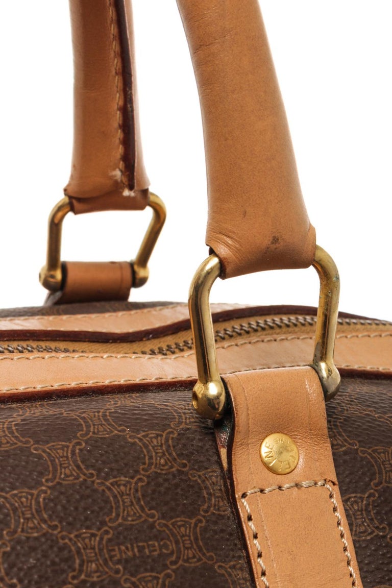 Celine Macadam Pattern Logo Embossed Big Boston Bag Brown For Sale at ...