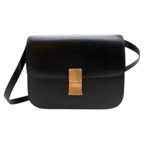 Celine Medium Black Leather Classic Box Bag For Sale at 1stDibs ...