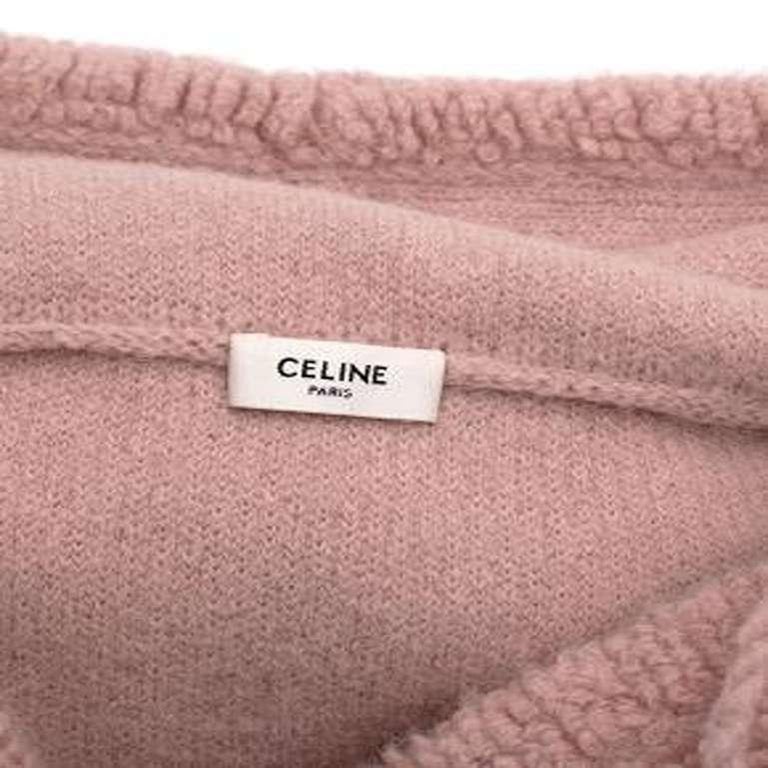 Celine Micro Fur Alpaca Wool Rose Pale Baja Hooded Pullover For Sale at 1stDibs