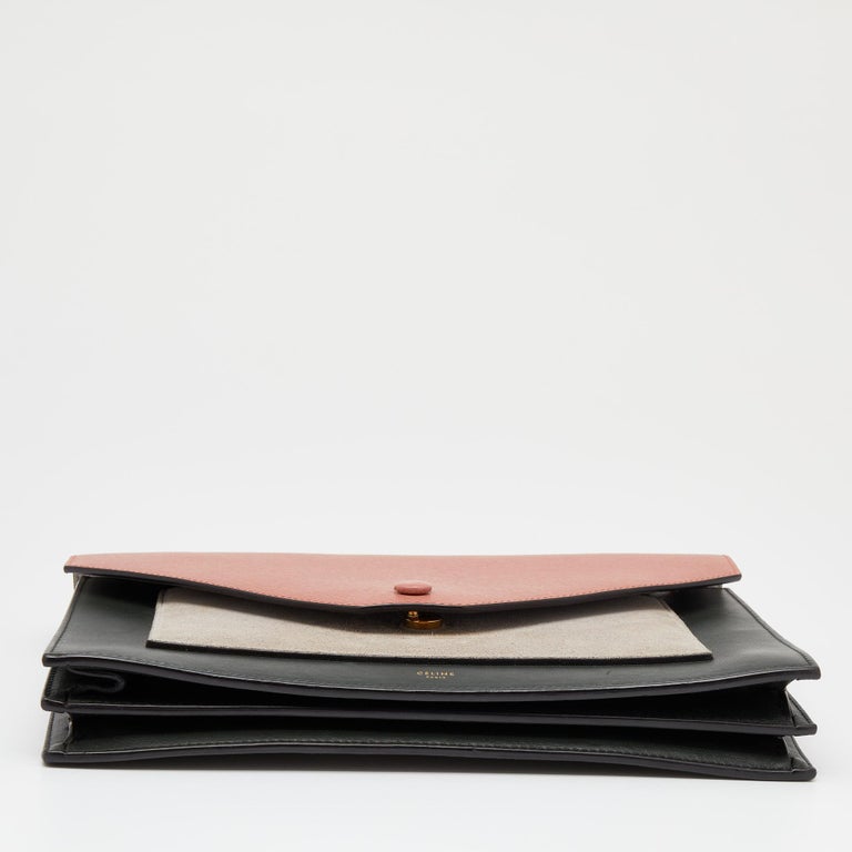 Celine Multicolor Leather And Suede Envelope Shoulder Bag at 1stDibs