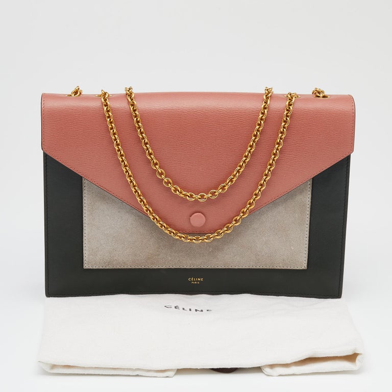 Celine Multicolor Leather And Suede Envelope Shoulder Bag at 1stDibs