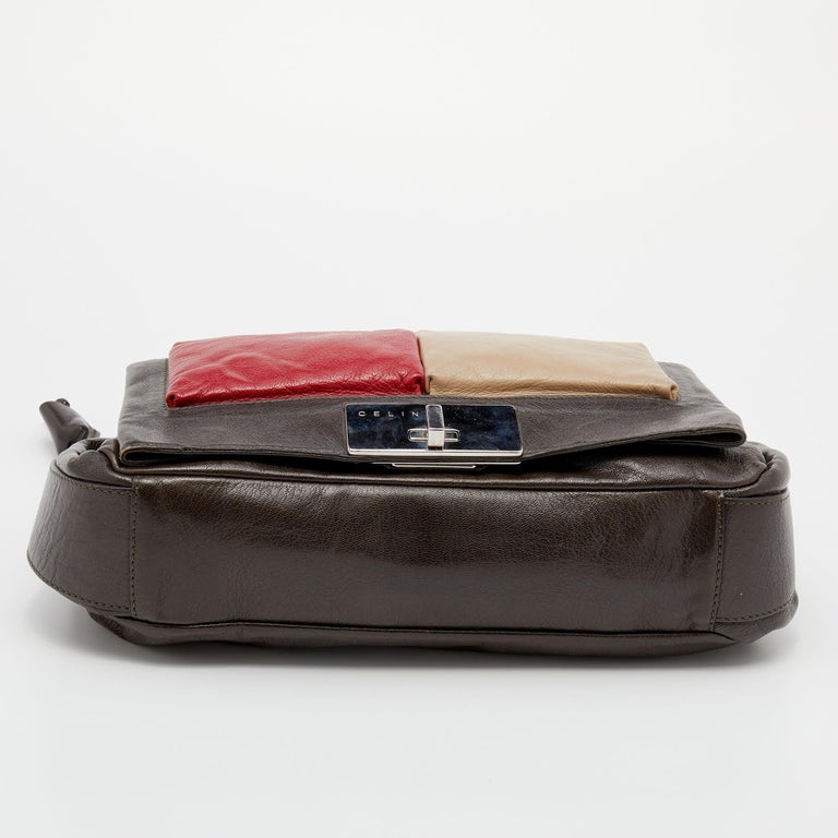 Celine Multicolor Leather Color Block Flap Top Handle Bag For Sale at ...
