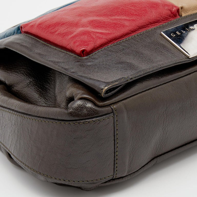 Celine Multicolor Leather Color Block Flap Top Handle Bag For Sale at ...