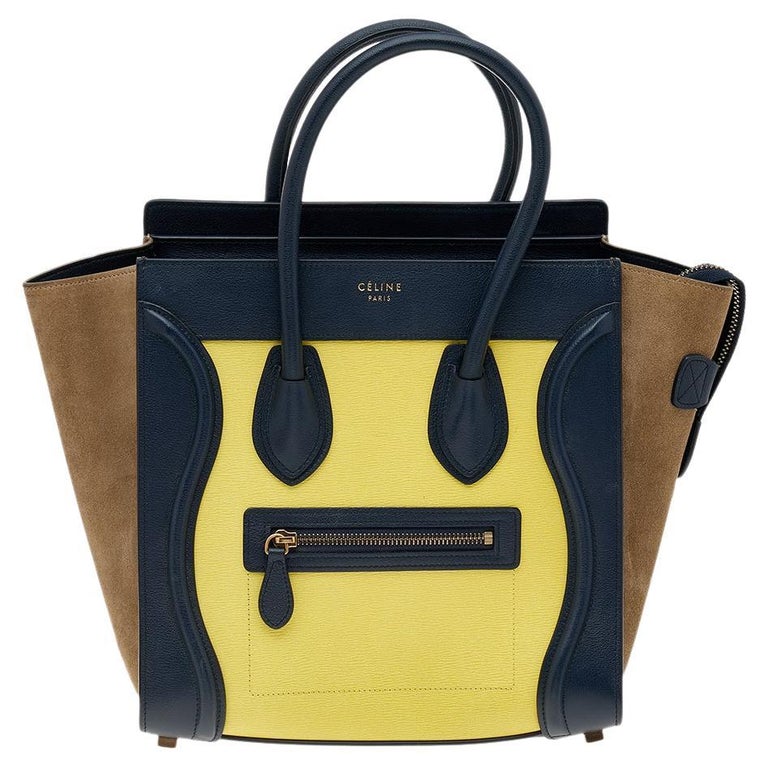 Celine Multicolor Suede And Leather Micro Luggage Tote at 1stDibs