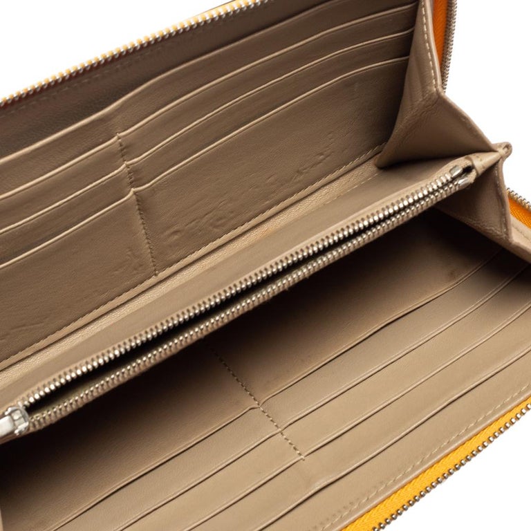 Celine Mustard Yellow Leather Zip Around Wallet For Sale at 1stDibs