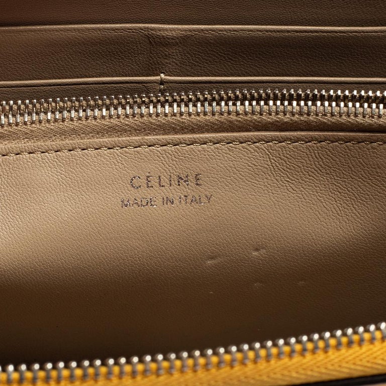 Celine Mustard Yellow Leather Zip Around Wallet For Sale at 1stDibs
