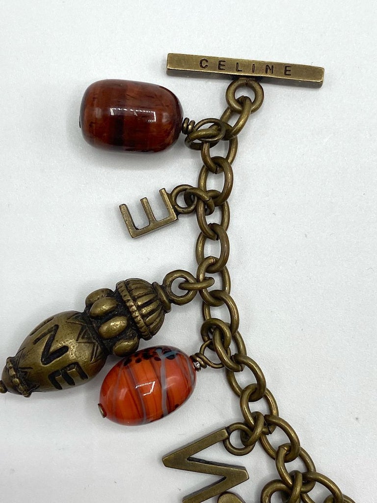Celine Name and Logo Charm Bracelet with Antique Bronze Patina, 1990s ...