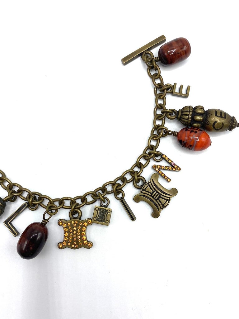 Celine Name and Logo Charm Bracelet with Antique Bronze Patina, 1990s ...