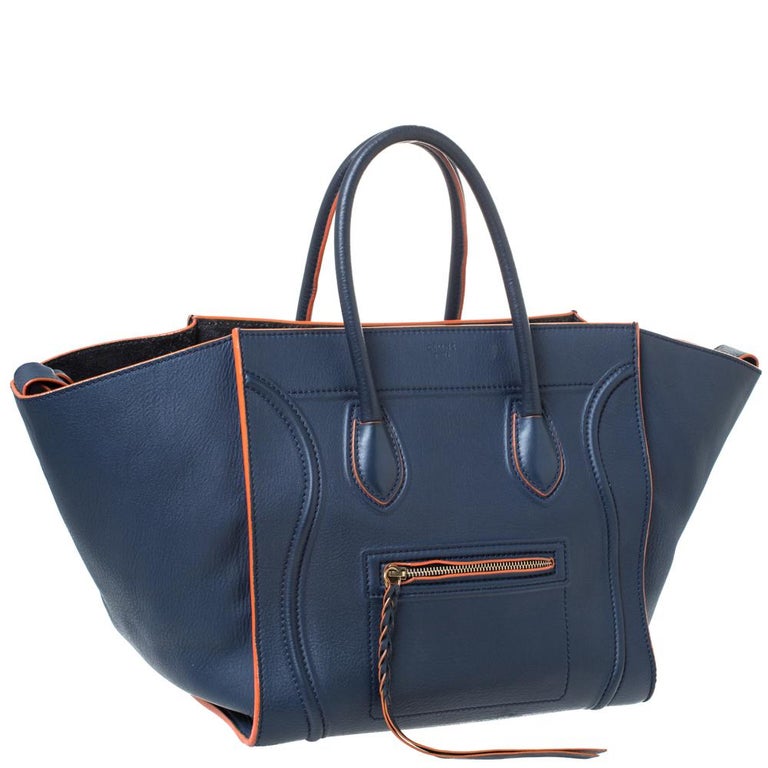 Celine Navy Blue Leather Medium Phantom Luggage Tote at 1stDibs ...