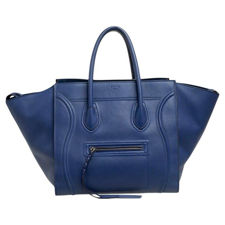 Celine Navy Blue Leather Medium Phantom Luggage Tote at 1stDibs