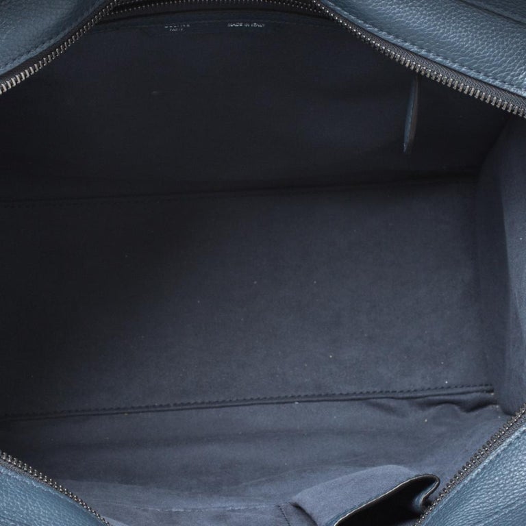 Celine Navy Blue Leather Shoulder Luggage Tote For Sale at 1stDibs