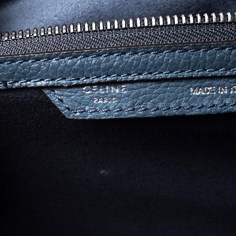Celine Navy Blue Leather Shoulder Luggage Tote For Sale at 1stDibs