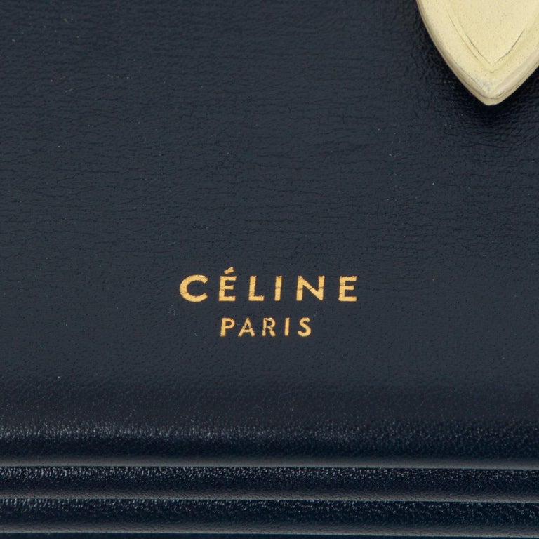 CELINE navy blue and vanilla leather CARD HOLDER Wallet at 1stDibs