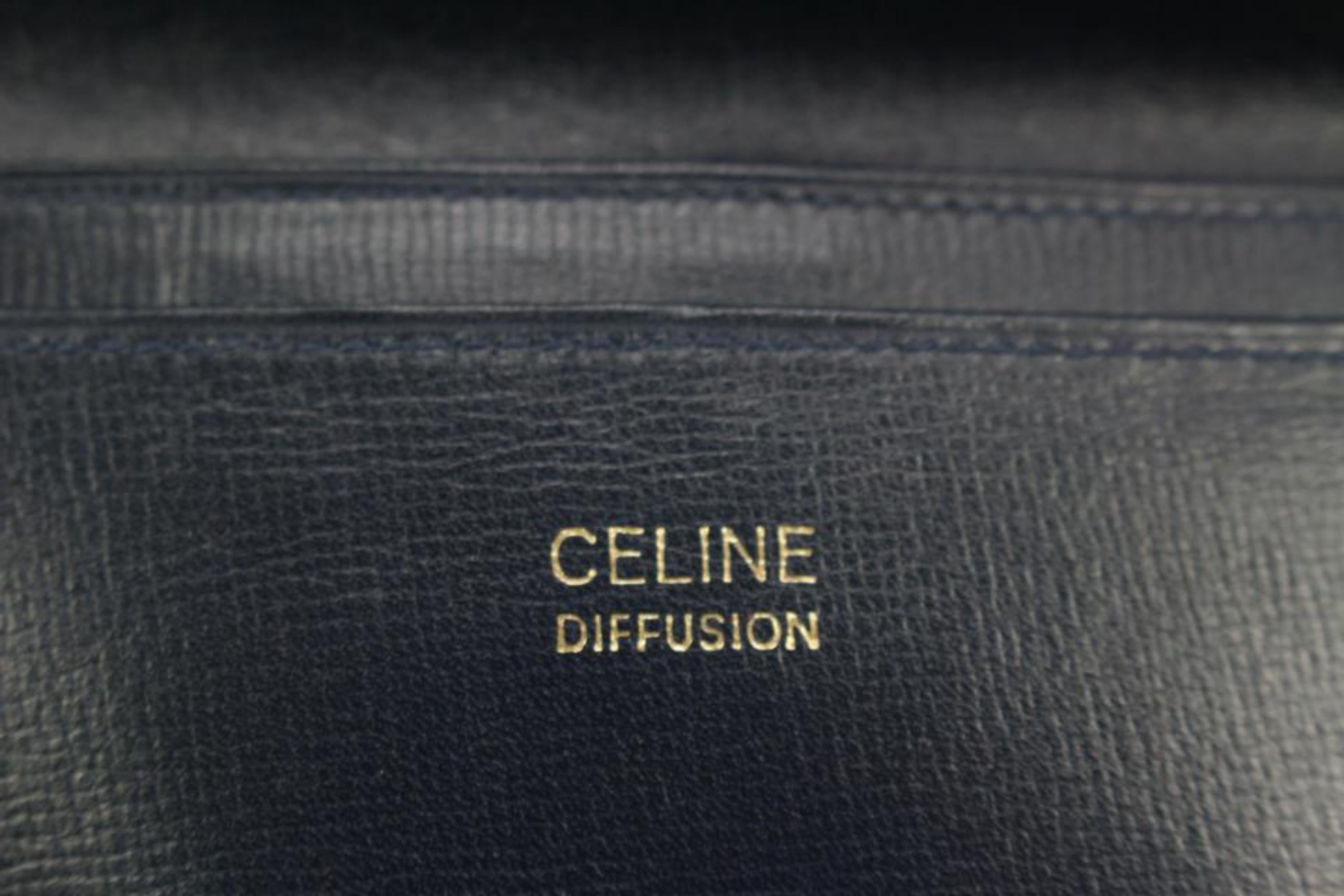 Céline Navy C Monogram Logo Flap Wallet45ce13 For Sale at 1stDibs