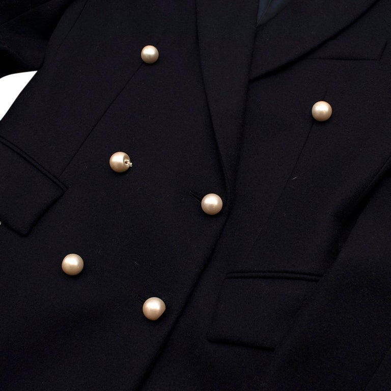 Celine Navy Wool Faux Pearl Blazer - Size US 6 For Sale at 1stDibs ...