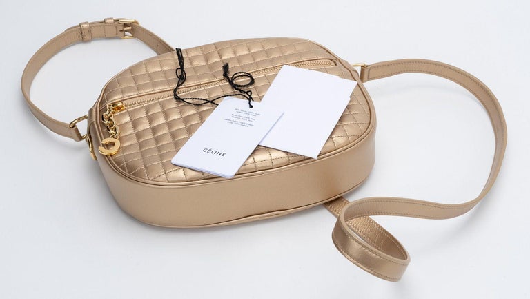 Celine New Gold Quilted Cross Body Bag For Sale at 1stDibs