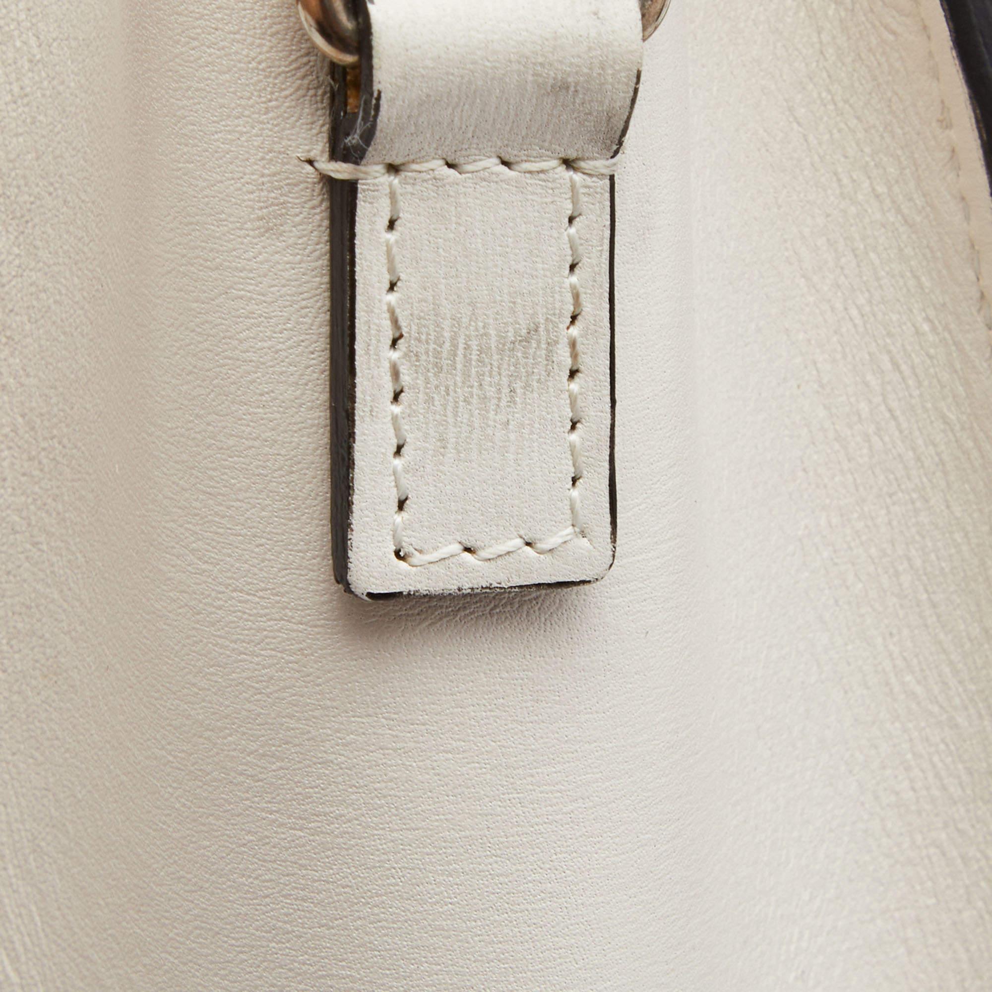Celine Off Whit Leather Nano Luggage Tote For Sale at 1stDibs