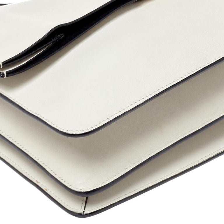 Celine Off White Leather Clasp Flap Shoulder Bag at 1stDibs