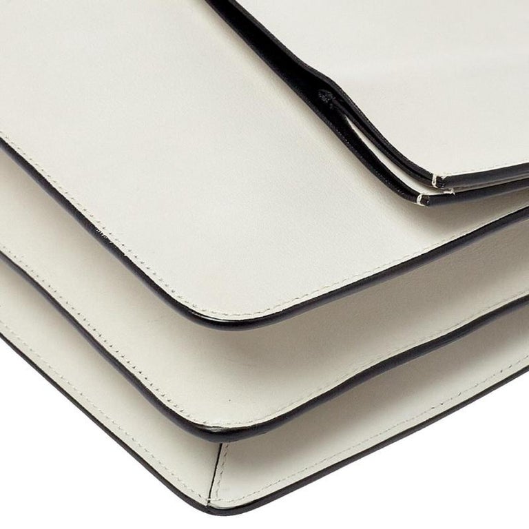 Celine Off White Leather Clasp Flap Shoulder Bag at 1stDibs