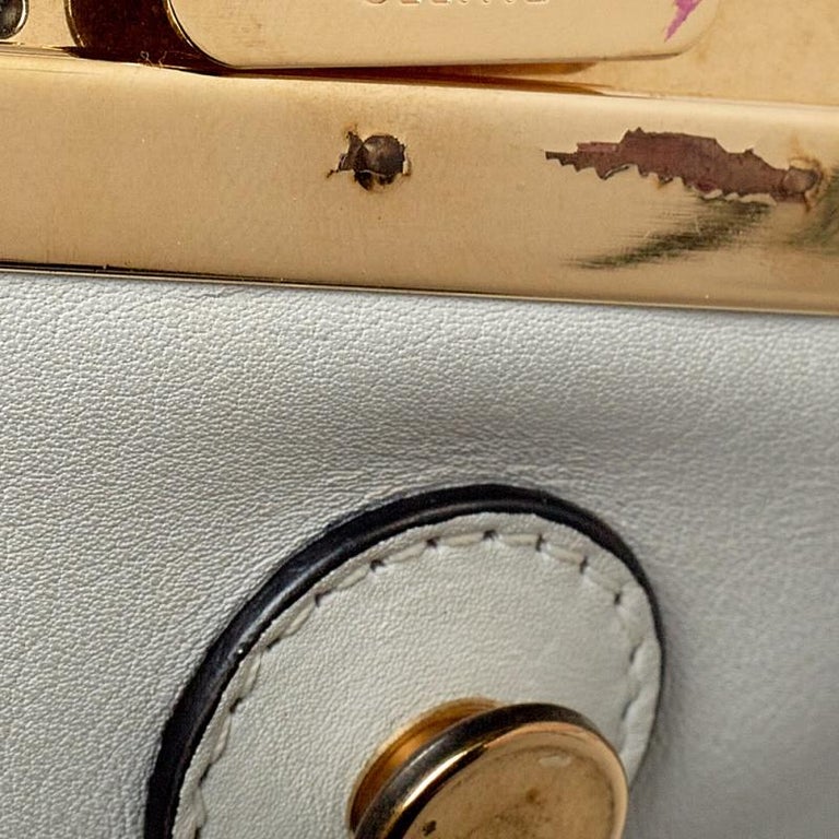 Celine Off White Leather Clasp Flap Shoulder Bag at 1stDibs