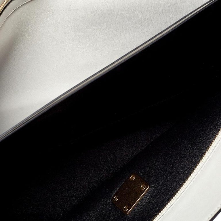 Celine Off White Leather Clasp Flap Shoulder Bag at 1stDibs