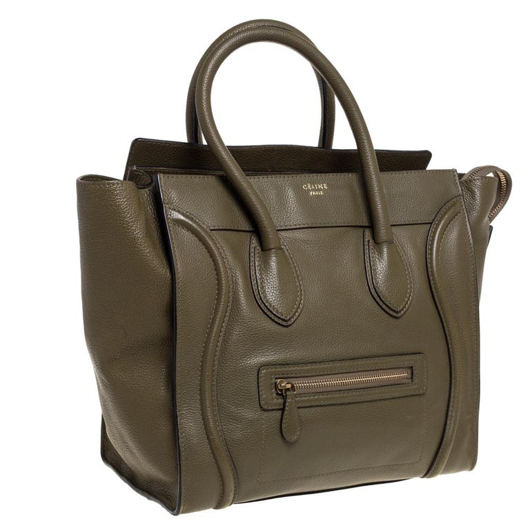 Celine Olive Green Leather Mini Luggage Tote at 1stDibs | celine olive ...