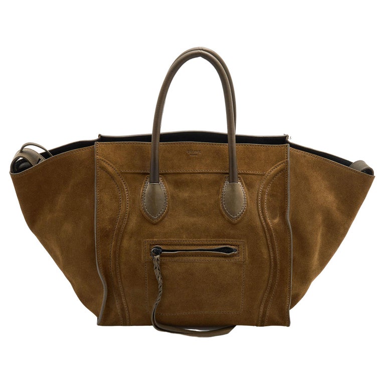 Celine Olive Green Suede and Leather Medium Phantom Luggage Tote For ...