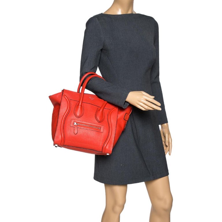 Celine Orange Leather Micro Luggage Tote at 1stDibs