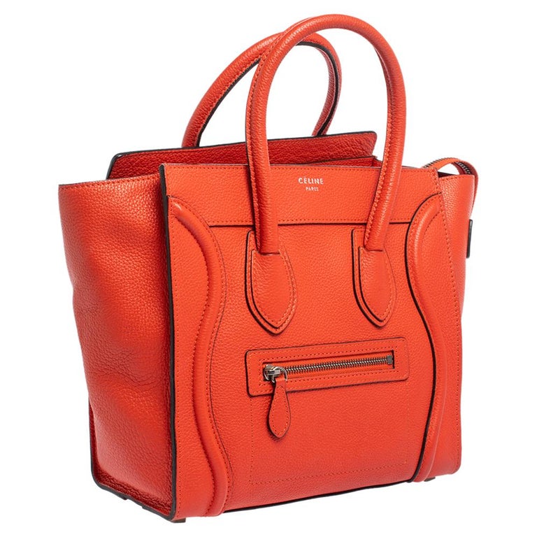 Celine Orange Leather Micro Luggage Tote at 1stDibs