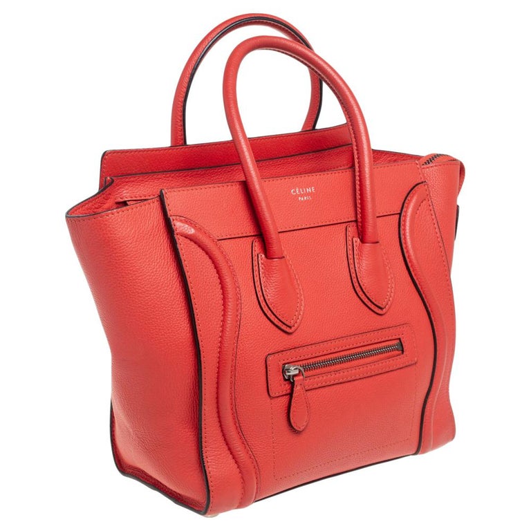Celine Orange Leather Micro Luggage Tote at 1stDibs