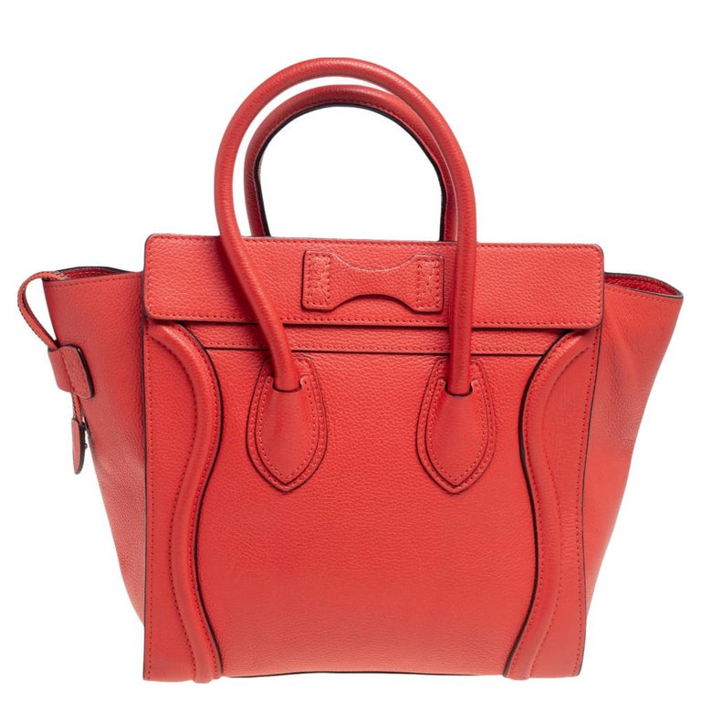 Celine Orange Leather Micro Luggage Tote at 1stDibs