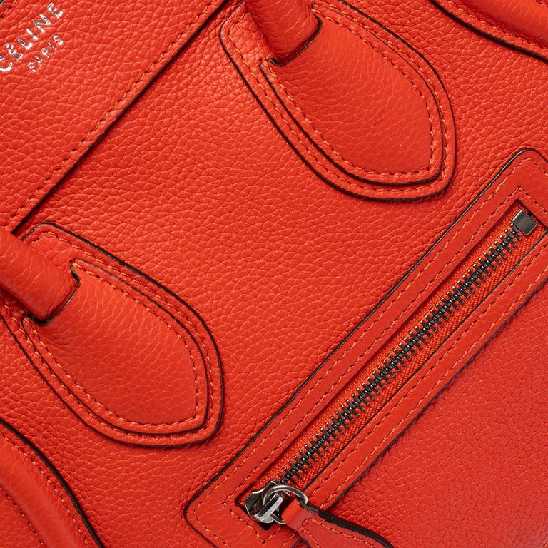 Celine Orange Leather Micro Luggage Tote at 1stDibs