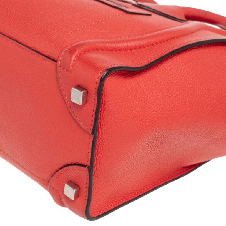 Celine Orange Leather Micro Luggage Tote at 1stDibs