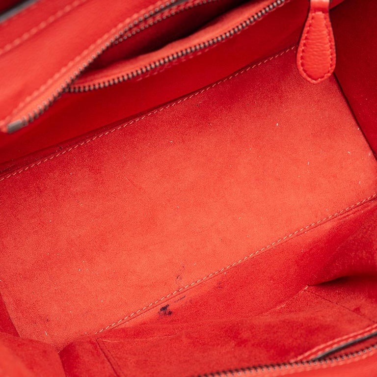 Celine Orange Leather Micro Luggage Tote at 1stDibs