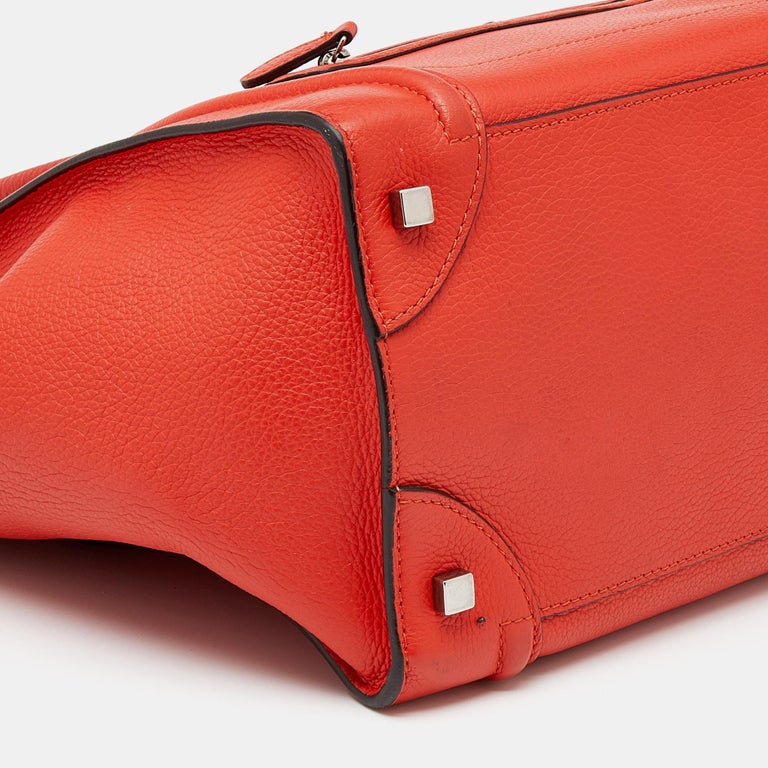 Celine Orange Leather Mini Luggage Tote at 1stDibs