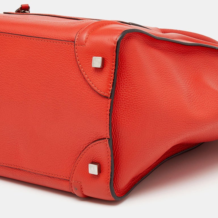 Celine Orange Leather Mini Luggage Tote at 1stDibs